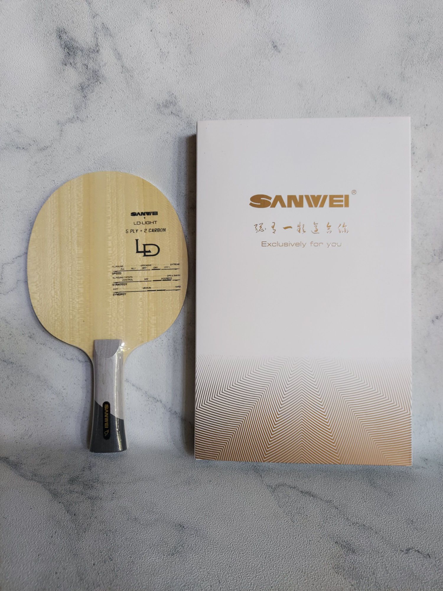 Sanwei LD light carbon kayu blade bet pingpong"BONUS COATING"tenis meja ...