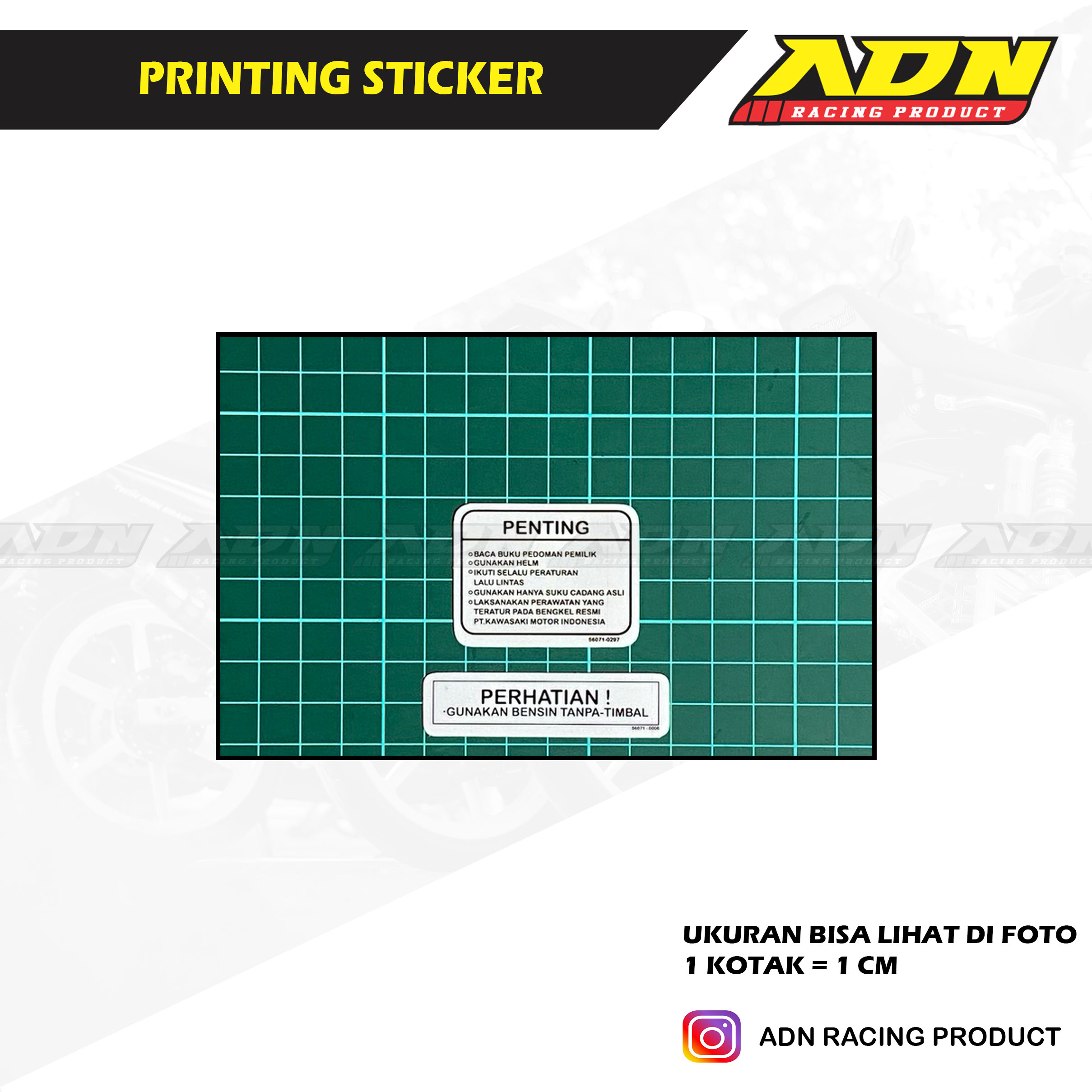 Stiker Tangki Ninja R RR SS Perhatian Penting Transparan Sticker Detail ...