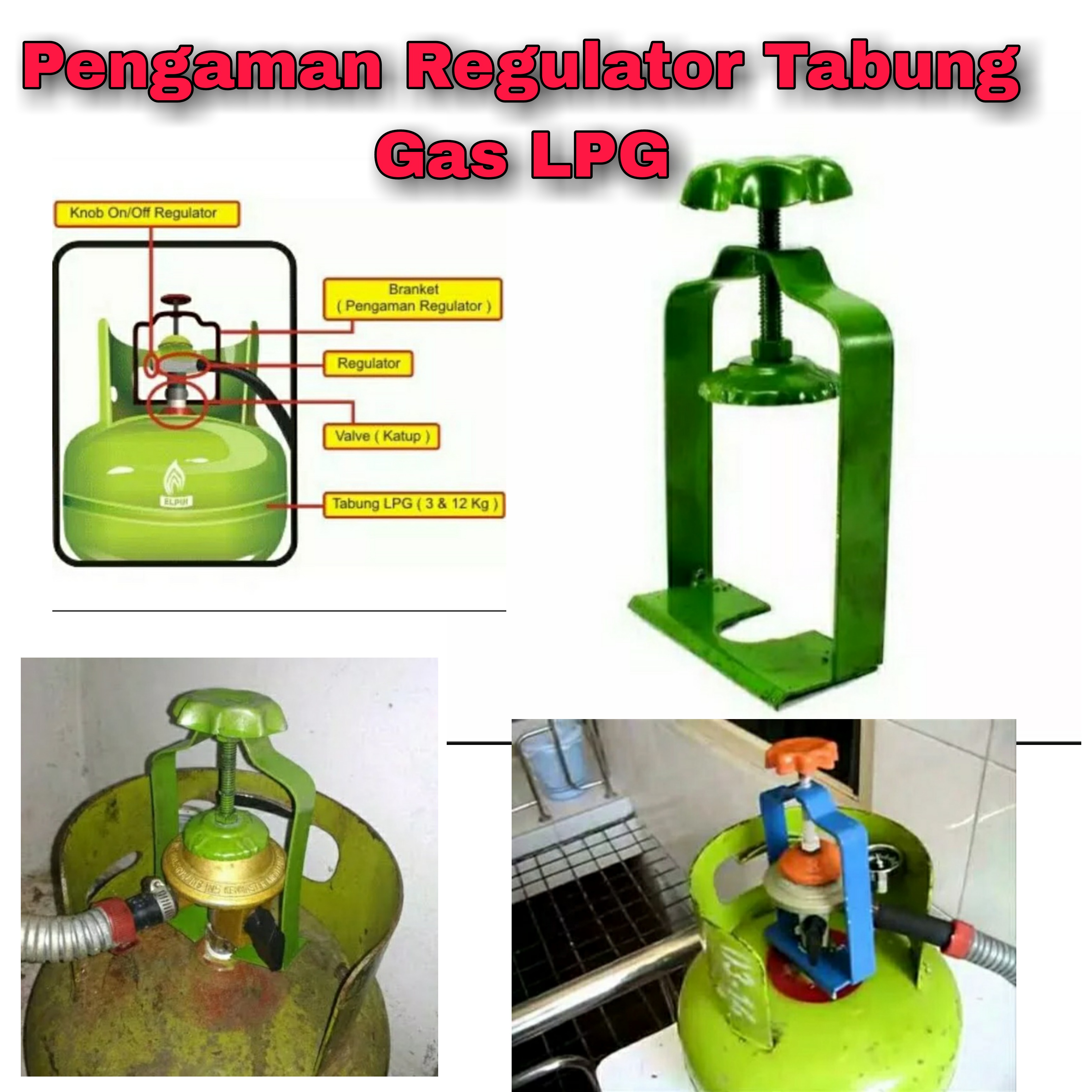 PENGAMAN PENGUNCI REGULATOR TABUNG GAS LPG 3 Kg -12 Kg / ALAT PENGAMAN ...