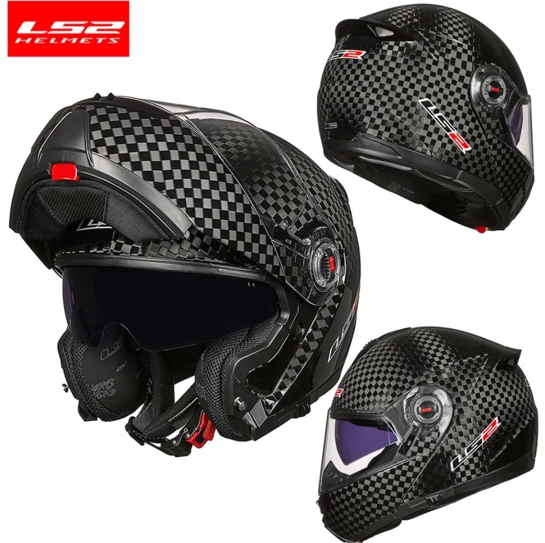 Helm LS2 Carbon Fiber Modular Flip Up FF394 Helem Modular Super Ringan ...