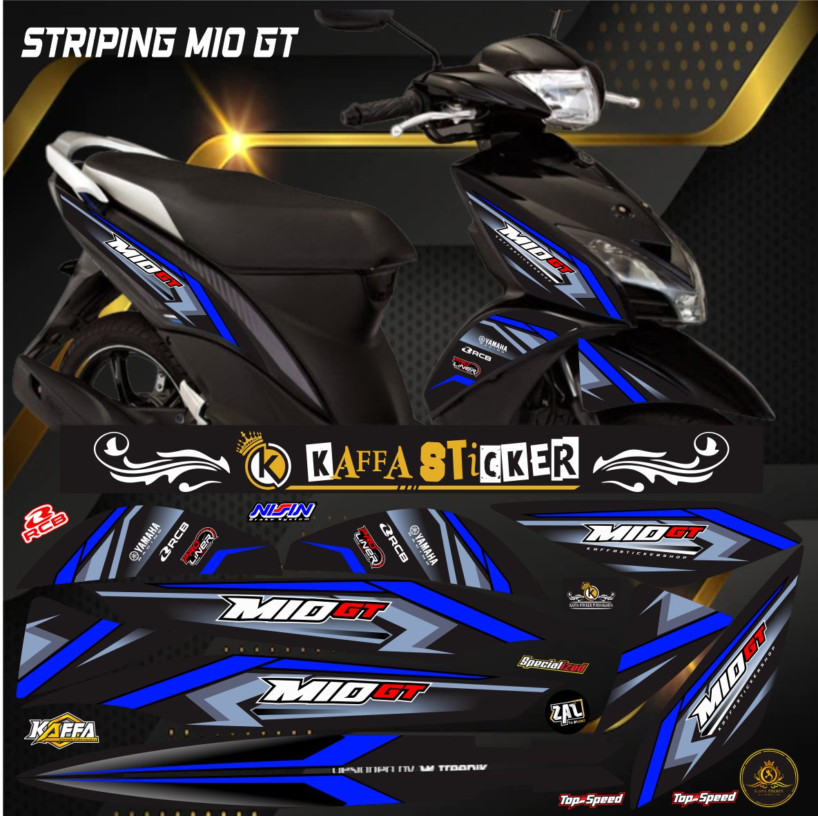 Sticker Striping Variasi Mio GT - Striping Mio GT List Biru | Lazada Indonesia