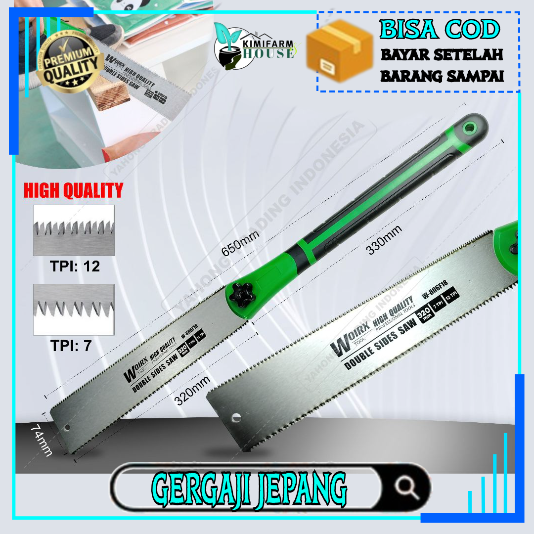 Gergaji Kayu Ryoba Jepang Double Edge Rip Cut Cut Life Saw Pemotong ...