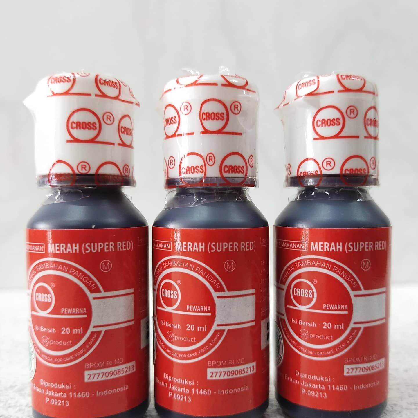 Cross Pewarna Makanan Merah Super 20ml Campuran Pewarna Pangan Super ...