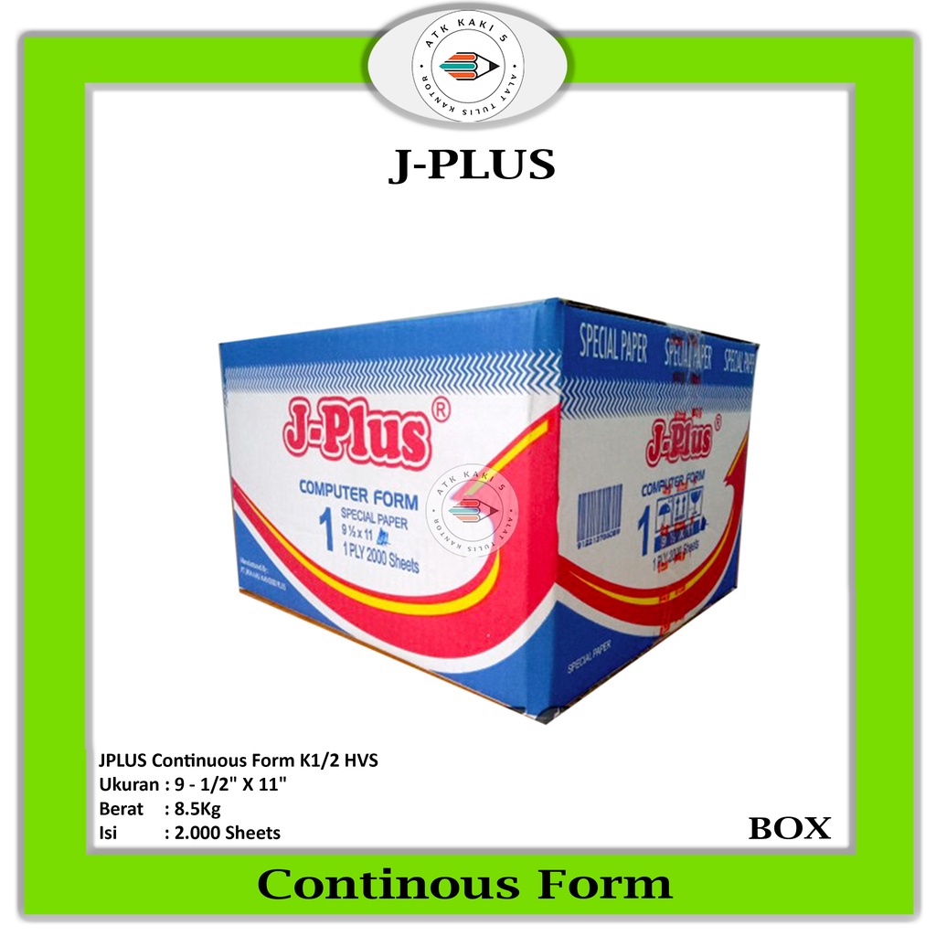 J-PLUS - Continous Form 91/2 x 11 1 Ply/2 ( K1/2 Jplus ) HVS / Kertas ...