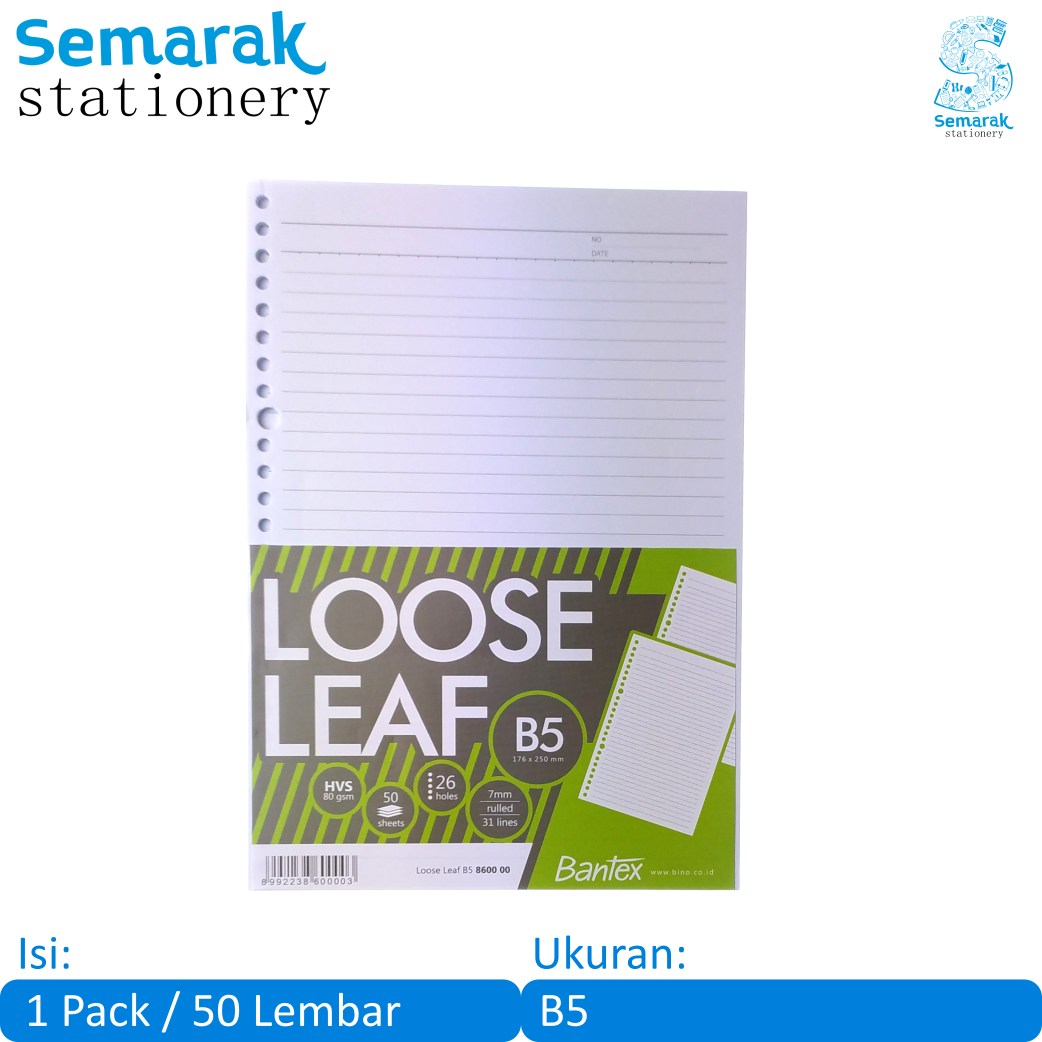 Bantex 8600 Loose Leaf Isi Kertas Binder B5 [1 Pack / 50 Lembar ...