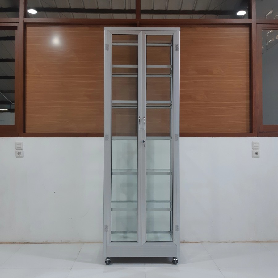 Lemari Etalase Serbaguna 6 Susun Kaca Bening + Roda (JABODETABEK ONLY) | Lazada Indonesia