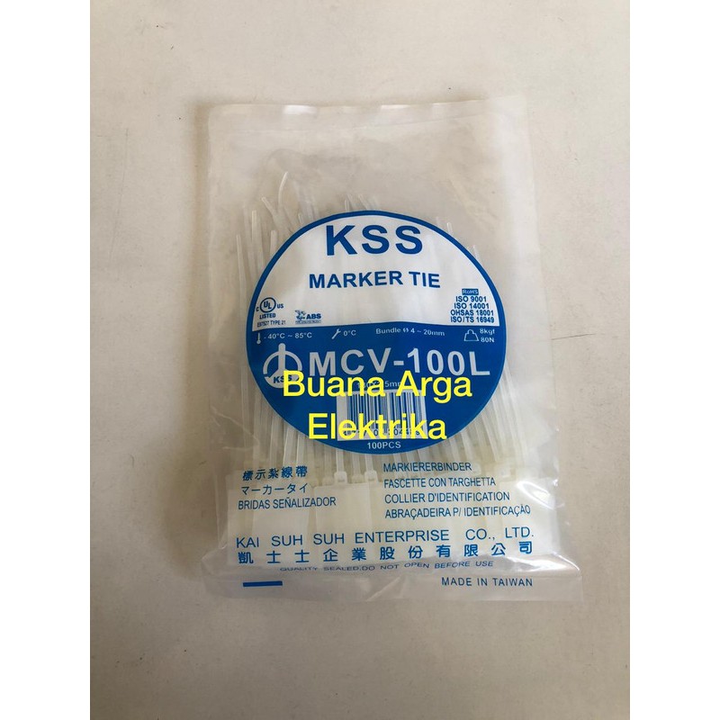 KSS Kabel Ties/ Cable Tie Marker KSS MCV-100L / MCV 100L /Panjang 10cm ...