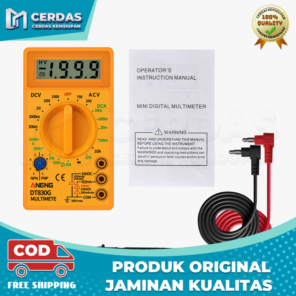 DT830B Multimeter Digital DT-830B avometer Paket Lengkap Murah ASLI ADA ...