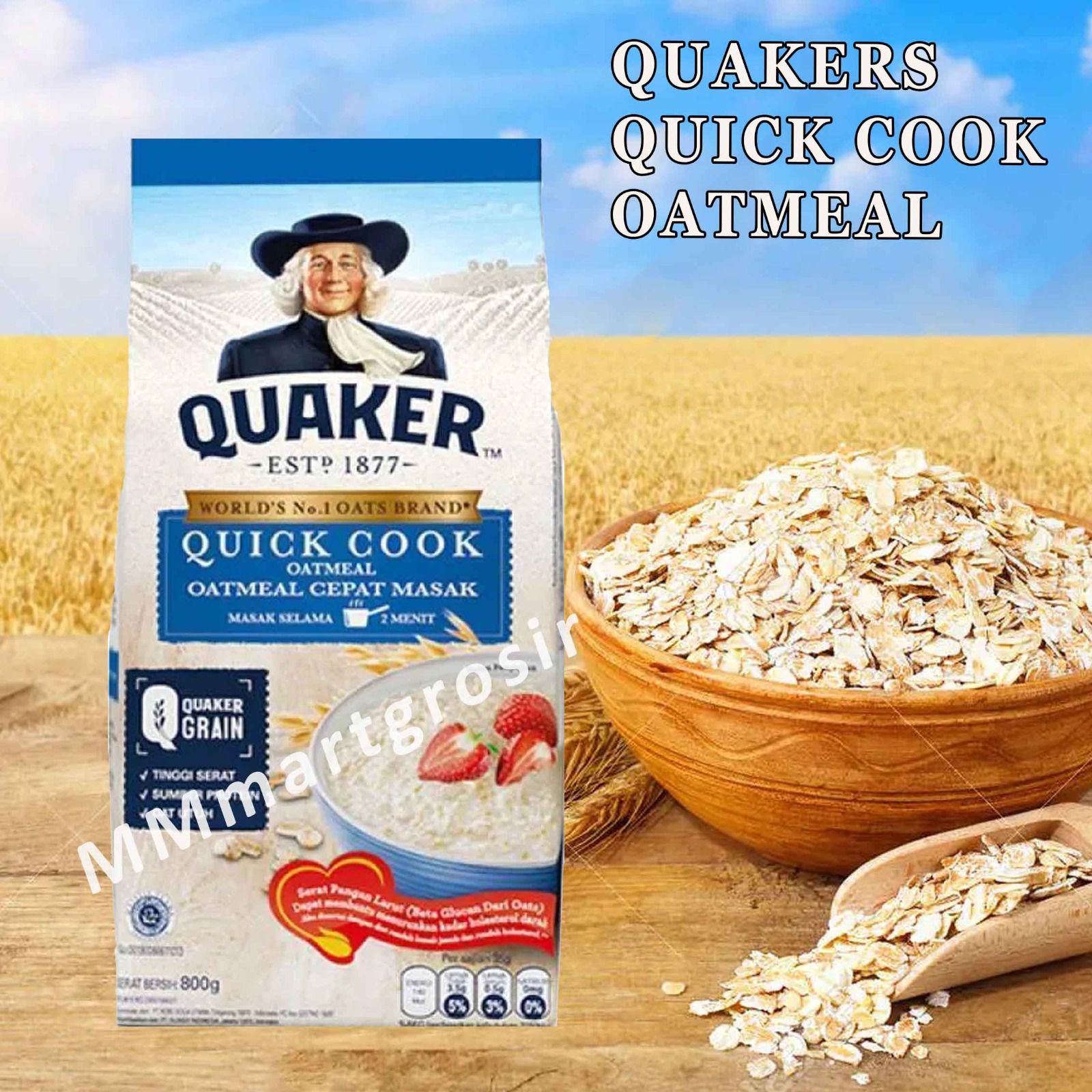 QUAKER OATS QUIK COOK 800g / QUAKER/ OAT MEAL | Lazada Indonesia