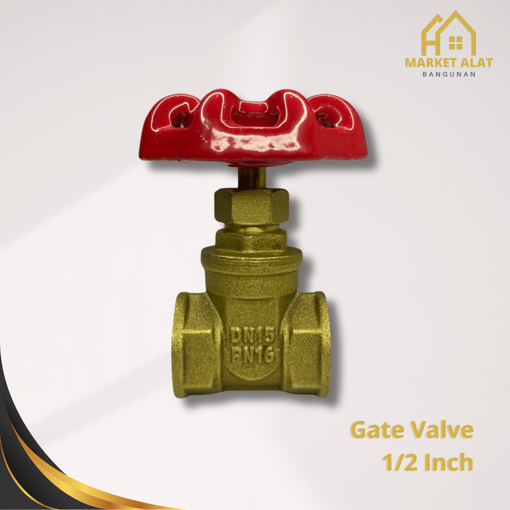 Gate Valve Kuningan 1/2" / Stop Kran Putar Kuningan 1/2 Inci Inch ...