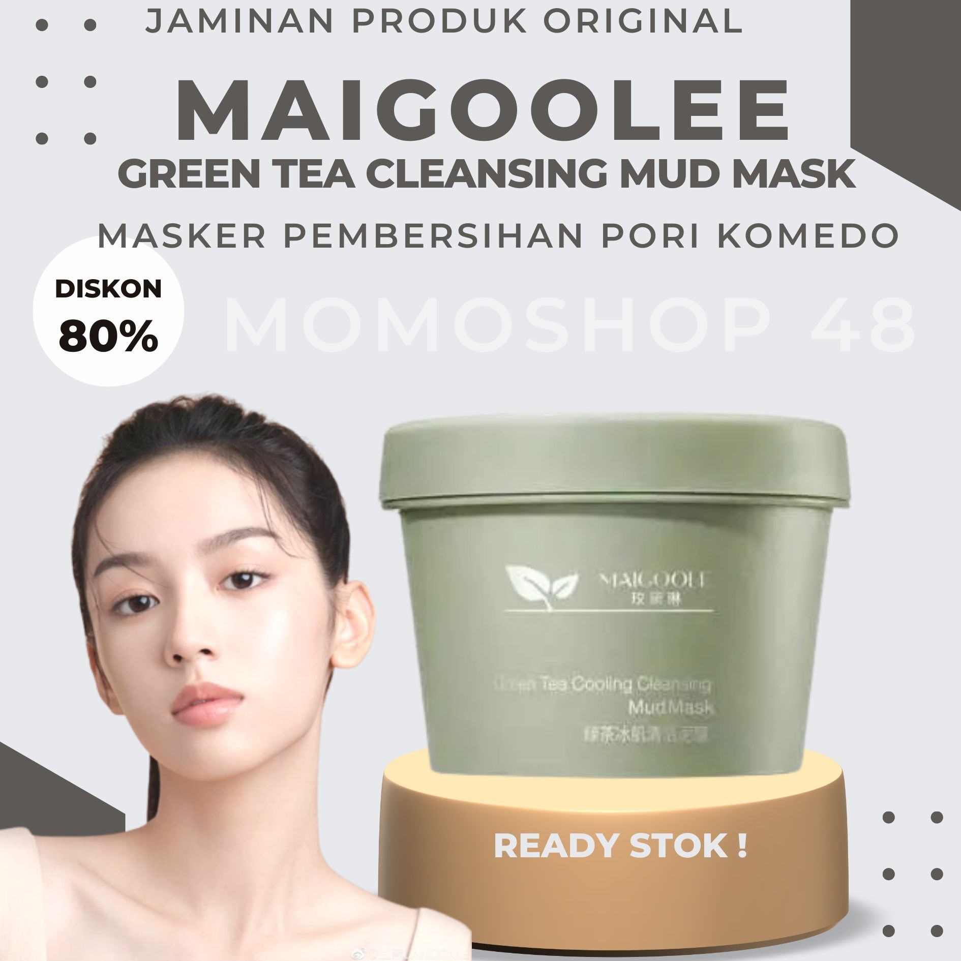Maigoole Mask Greentea Cleansing Mud Clay Masker Penghilang Komedo Pori ...
