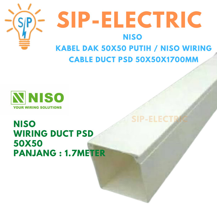 NISO KABEL DAK 50X50 PUTIH 170CM / WIRING CABLE DUCT PSD 1.7METER ...
