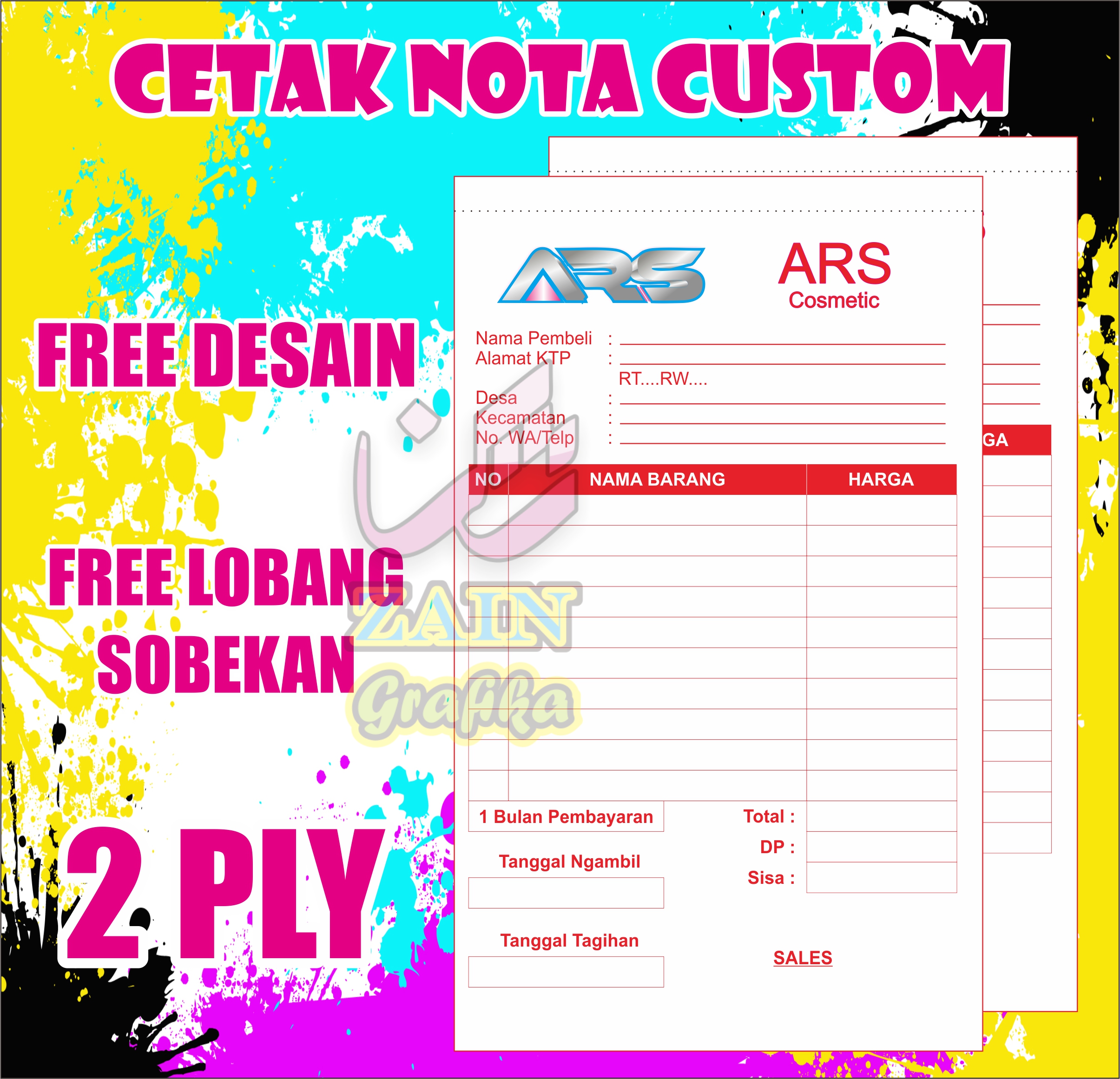 NOTA CUSTOM / CETAK NOTA 2 PLY / NOTA OLSHOP NAMA SENDIRI 2 PLY / NOTA ...