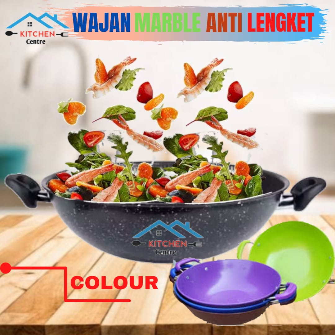 Wajan Marble Warna Wajan Kuping Wajan Penggorengan Wajan Enamel Warna ...