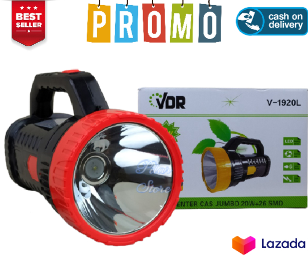 Senter LED Super Terang VDR V-1920L Senter Cas Jumbo 20W + 26SMD~COD ...
