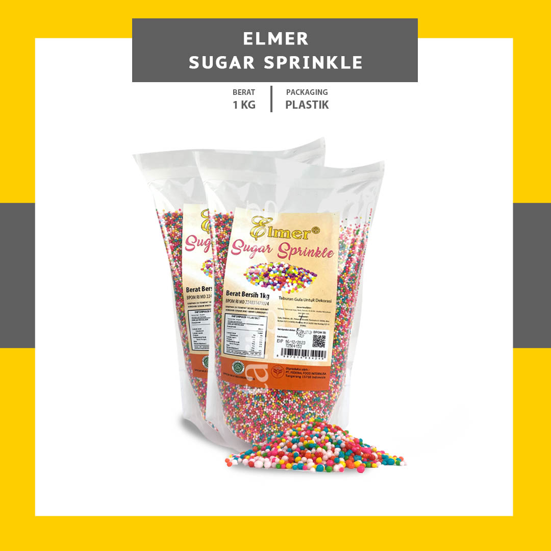 1KG ELMER SUGAR SPRINKLE - TRIMIT HIASAN KUE RAINBOW - TABURAN GULA ...