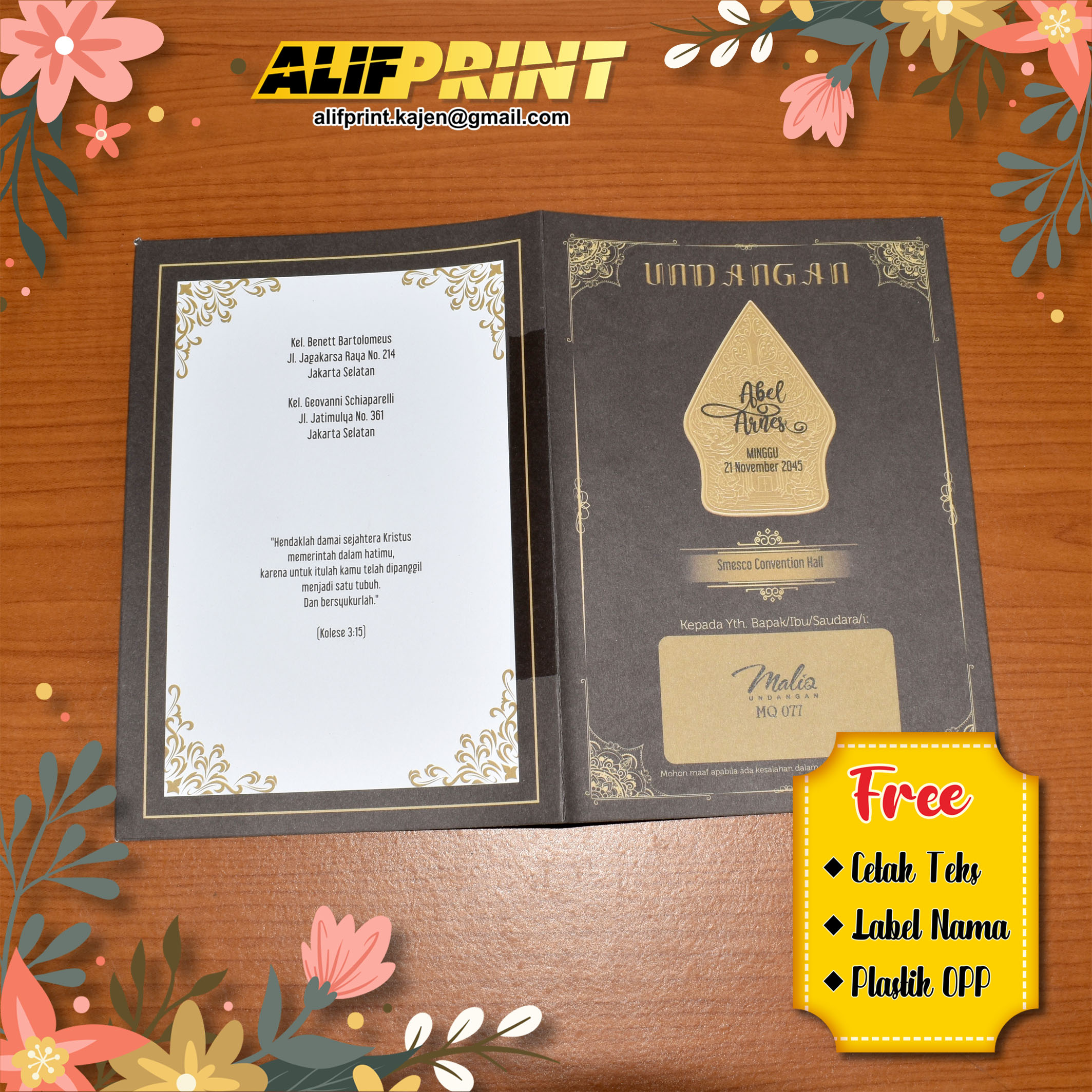 [100pcs] Cetak Undangan Pernikahan Klasik Elegan Kode Blangko Maliq MQ ...