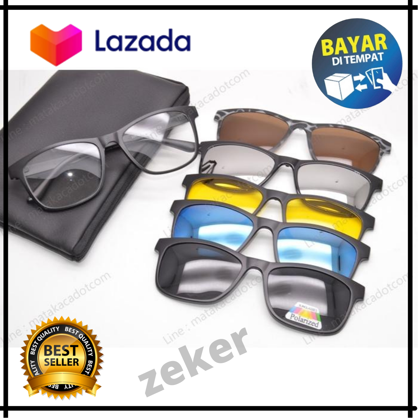 Polarized Sunglasses Clip On Set 5 lensa UV - Kacamata Set Kwalitas ...