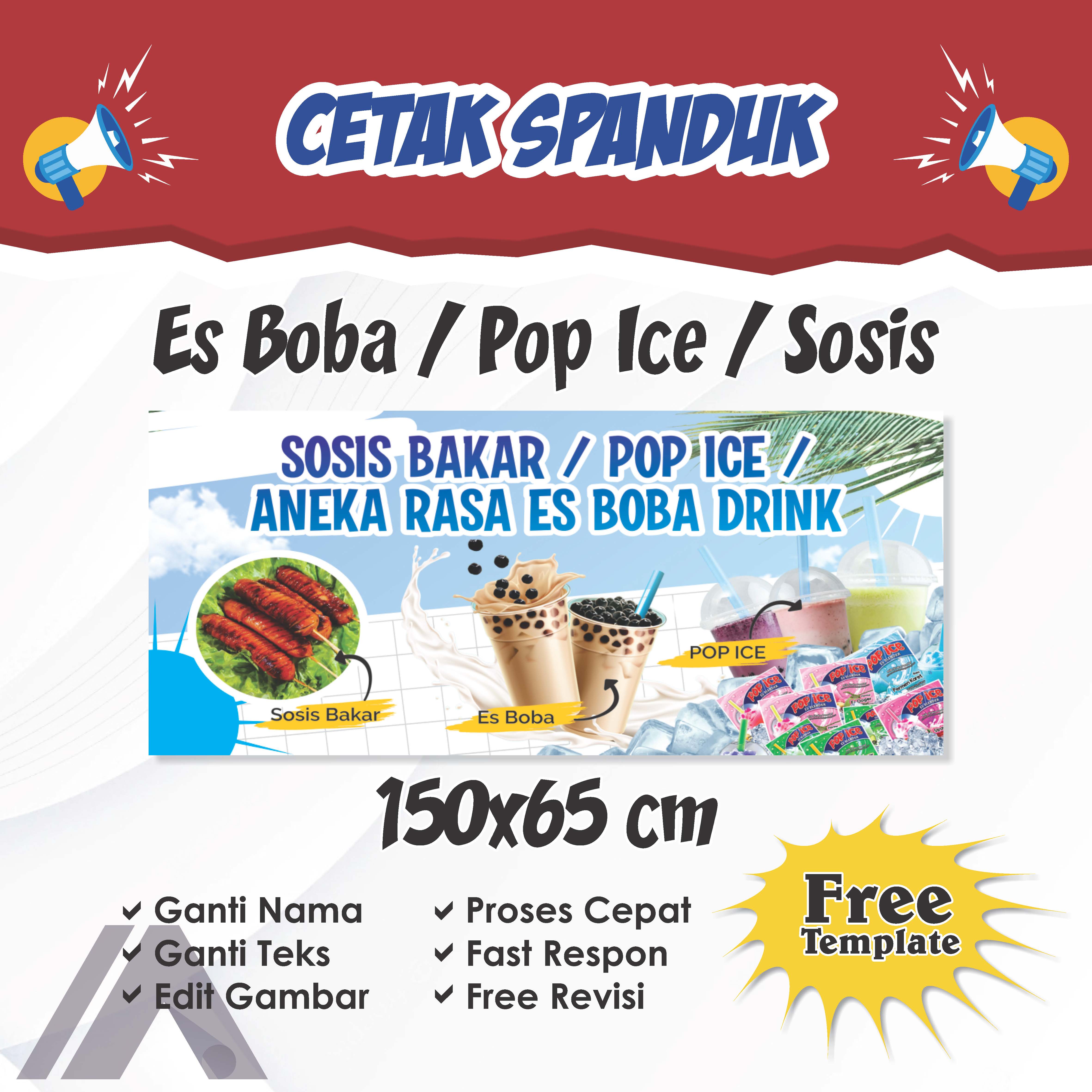 Cetak Spanduk Banner Es Boba/Pop Ice/sosis 150x65 | Lazada Indonesia