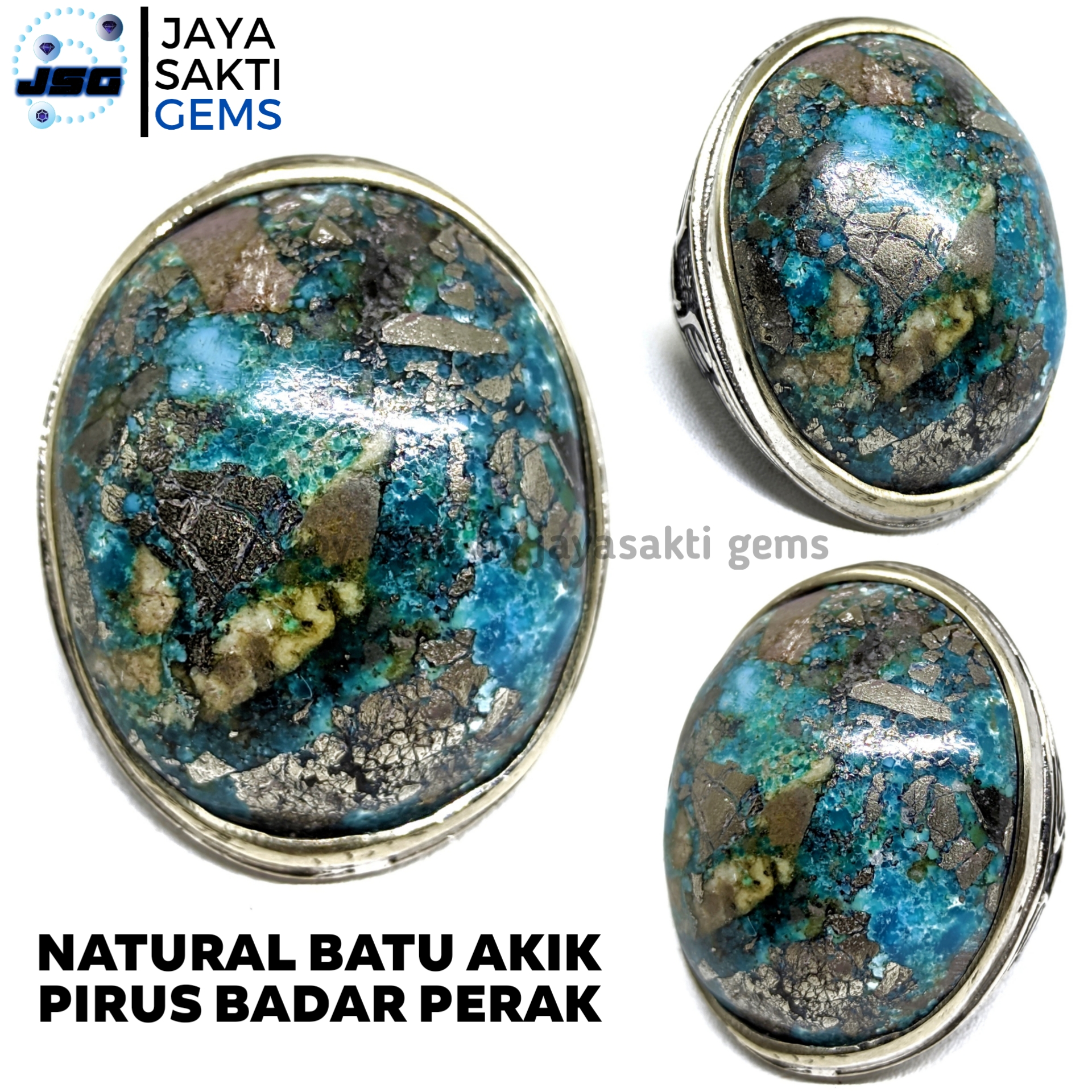 Natural Batu Akik Badar Perak Pirus Persia Original BPP05 | Lazada ...