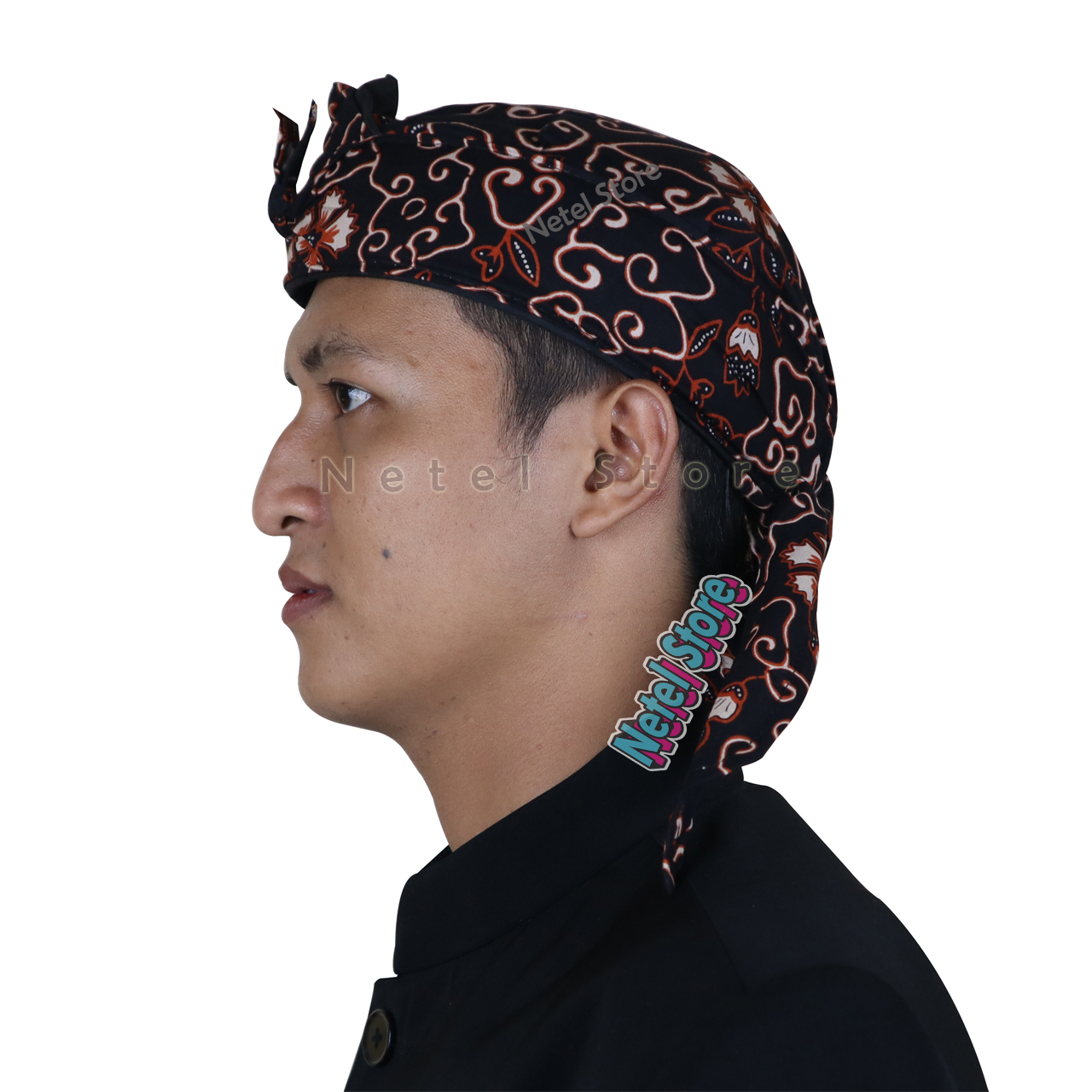 Blangkon Cirebon Batik Wadasan Hitam Iket Ikat Praktis - Iket Sunda ...