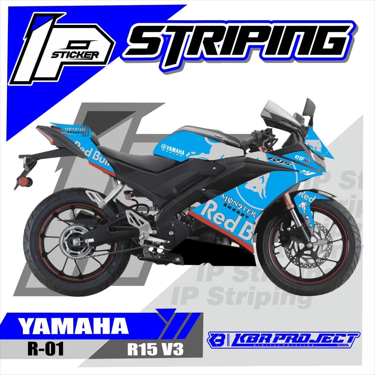 Striping R15 V3- Sticker Striping Variasi List Yamaha R15 V3.R-01 ...