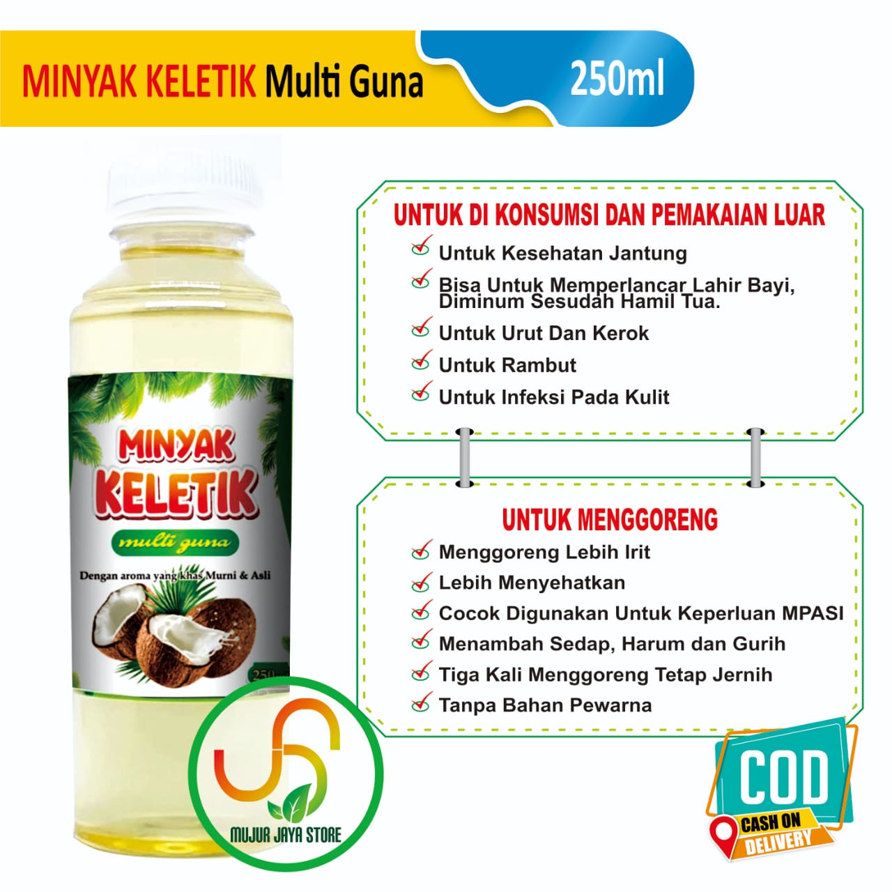 Minyak Multi Guna Premium / Minyak Kelapa Asli 250ML Murni 100% ...