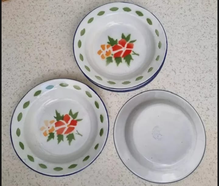 PIRING SENG/ENAMEL KEMBANG 22CM SATUAN / Piring Seng 1 LUSIN Murah ...