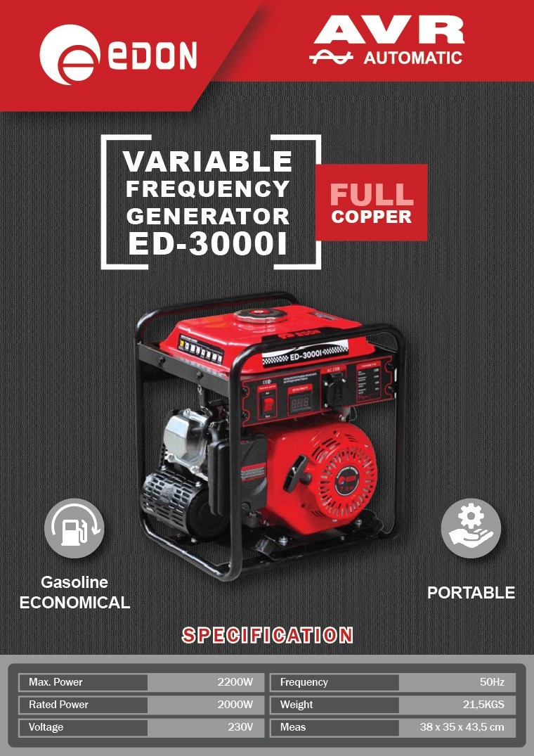 genset 3000 watt VARIABEL FREQUENCY GENERATOR GENSET ED-3000I | Lazada ...