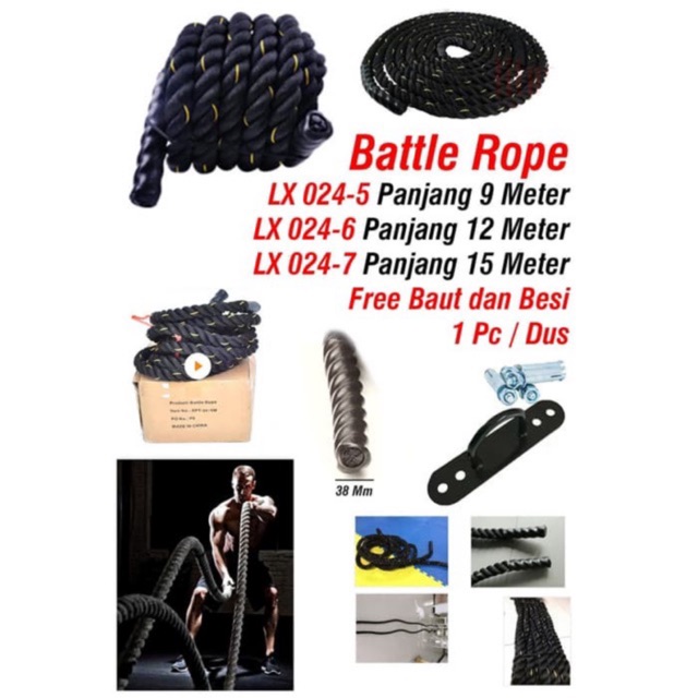 Battle rope 15 Meter SPEEDS/Tali gym Fitness Battling speeds original ...