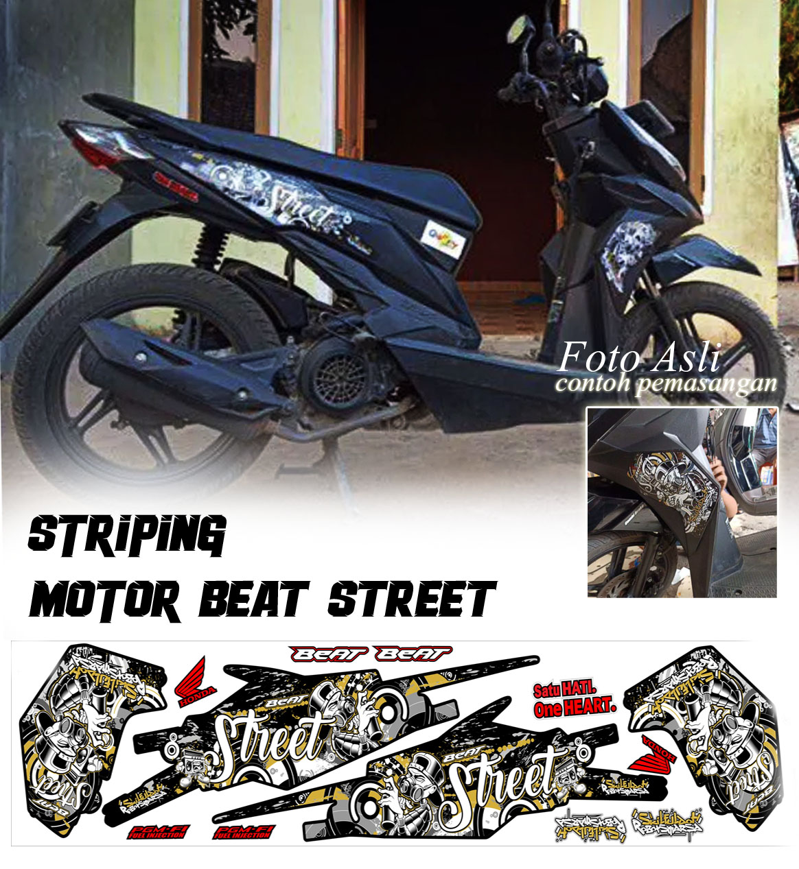 Stiker Striping Motor Beat Street Tengkorak Hitam | Lazada Indonesia