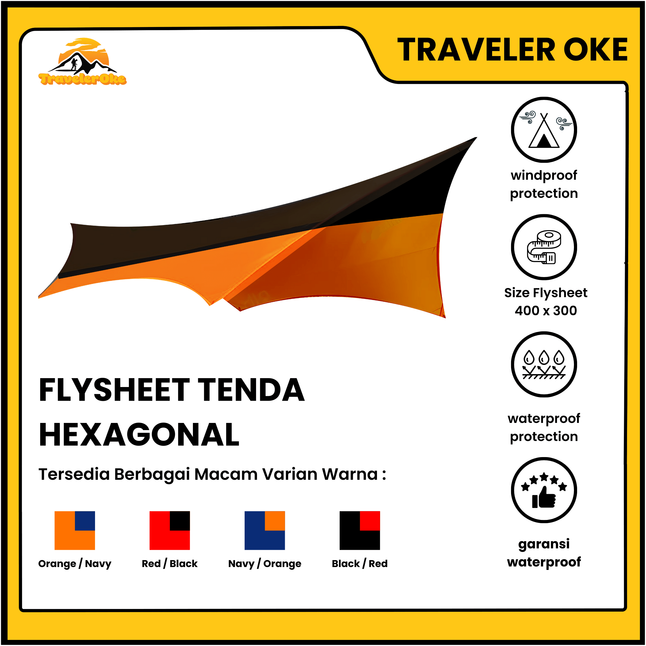 Flysheet Hexagonal 4X3 Waterproof Ultralight Mahesa Outdoor Atap Tenda ...