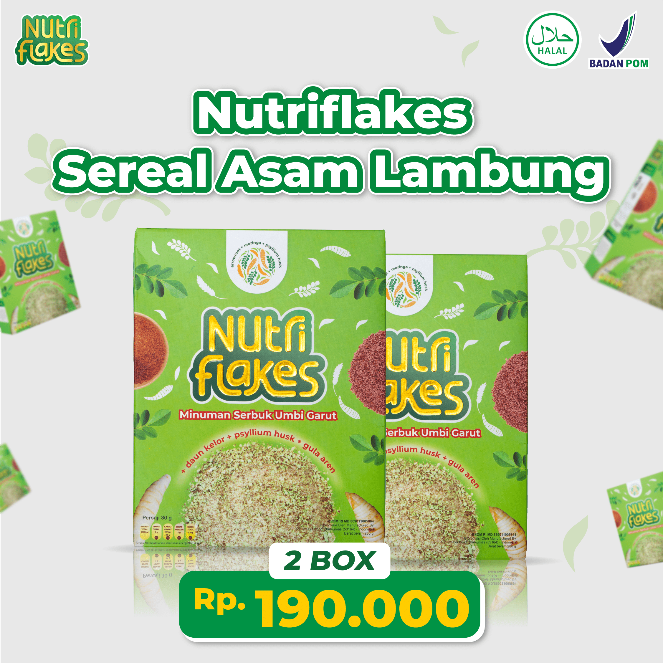 Nutriflakes Sereal Umbi Garut With Psyllium Husk dan Daun Kelor Obat ...
