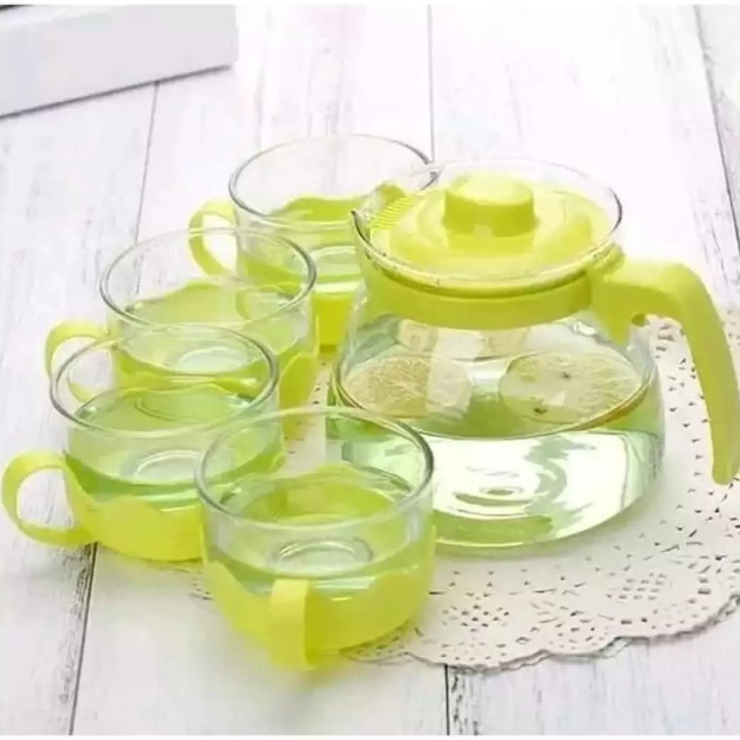 TEA POT SET KACA 5 IN 1 / TEA SET / TEA POT WARNA / TEKO SET GELAS ...