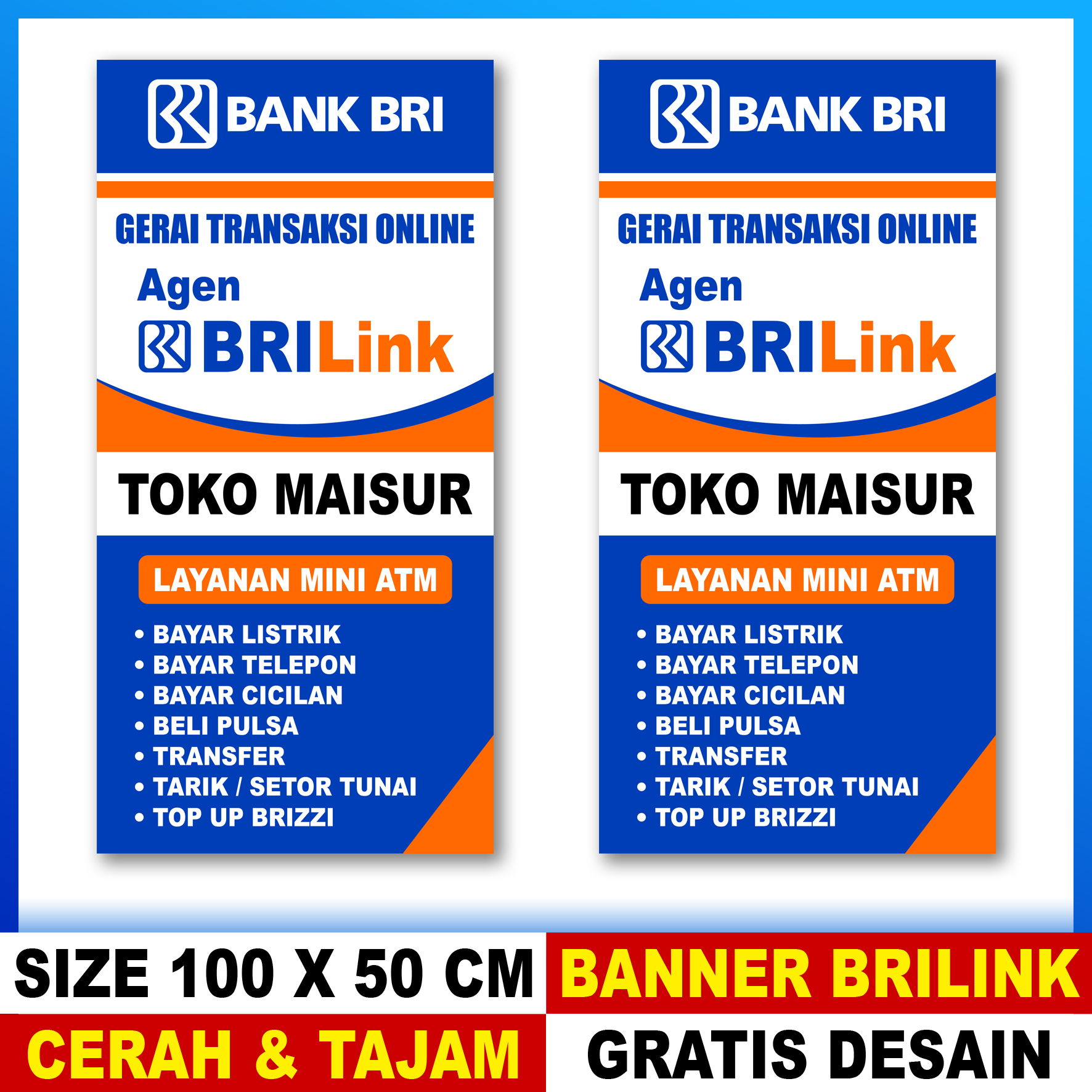 BANNER AGEN BRILINK PAKET 2 BANNER SPANDUK BANNER ATM BERSAMA | Lazada ...