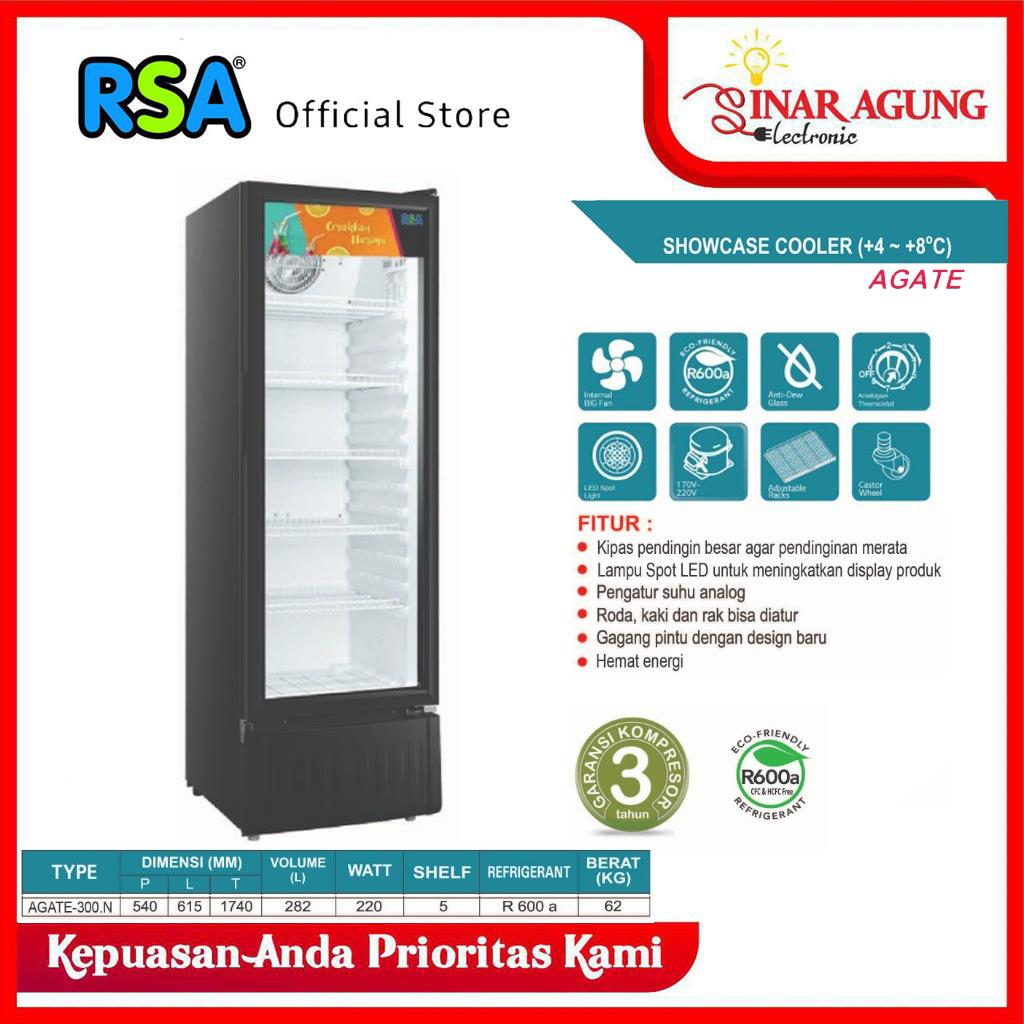 SHOWCASE / DISPLAY COOLER RSA AGATE 300N HITAM (282 LITER / 5 RAK ...