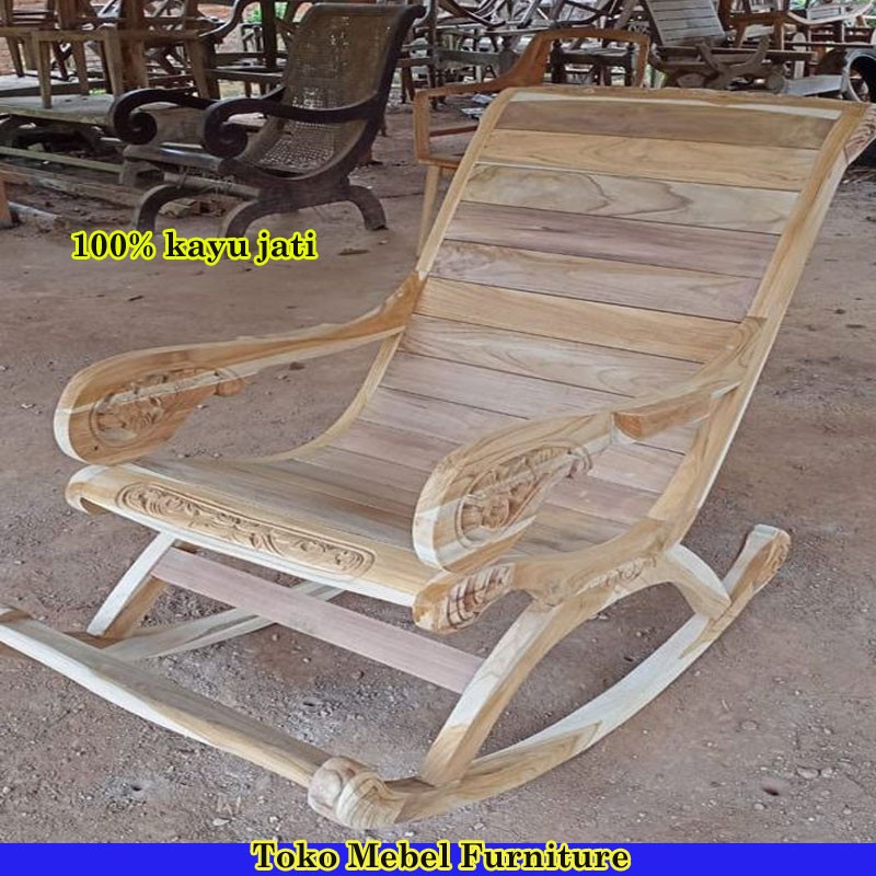 Kursi Goyang Untuk Bersantai Kayu Jati Model Minimalis Mentahan ...