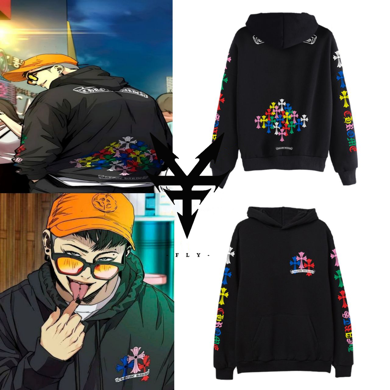 Jaket Hoodie Rainbow Chrome Hearts Wooin Wind Breaker Comic Korea ...