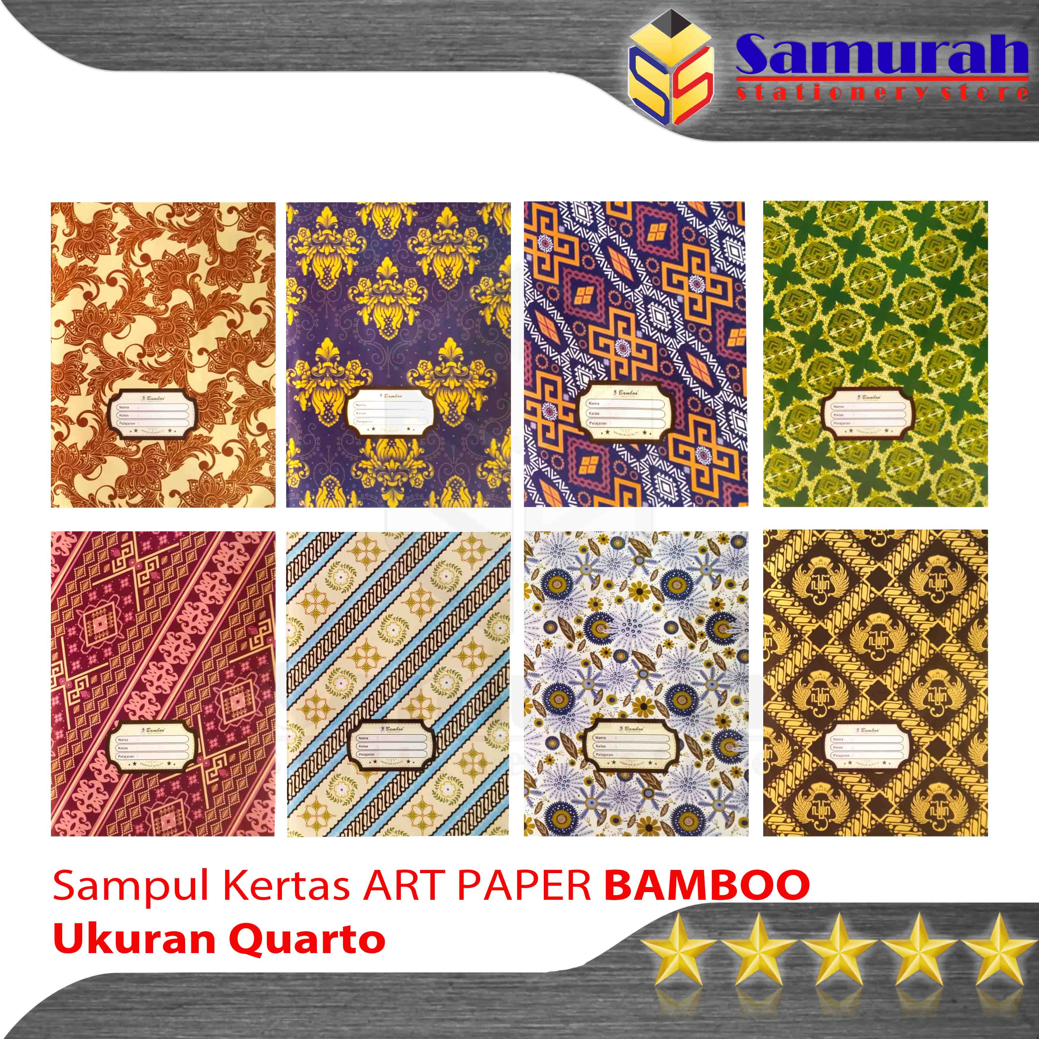 Sampul Kertas Buku Tulis Kuarto Art Paper Motif Batik Warna Bamboo ...