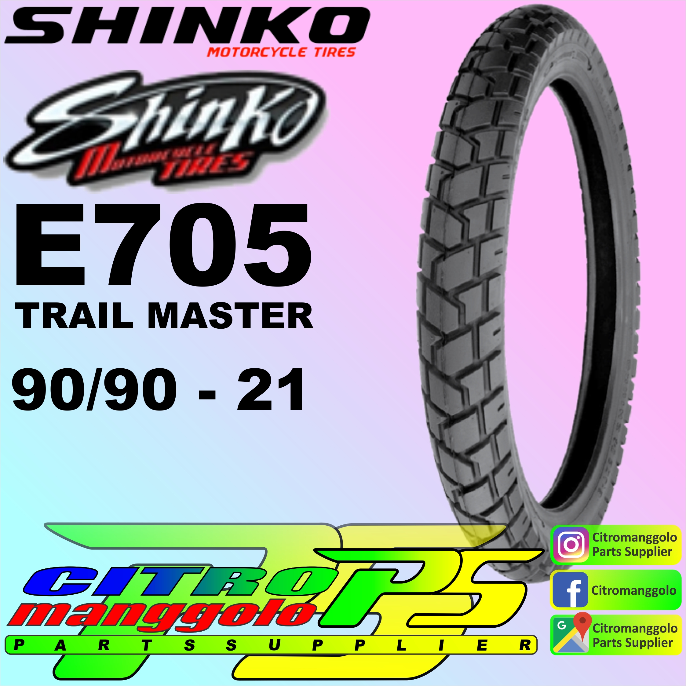 Ban Shinko E705 90/90-21 Trail Master Big Block Street Cruiser Scrambler Custom | Lazada Indonesia