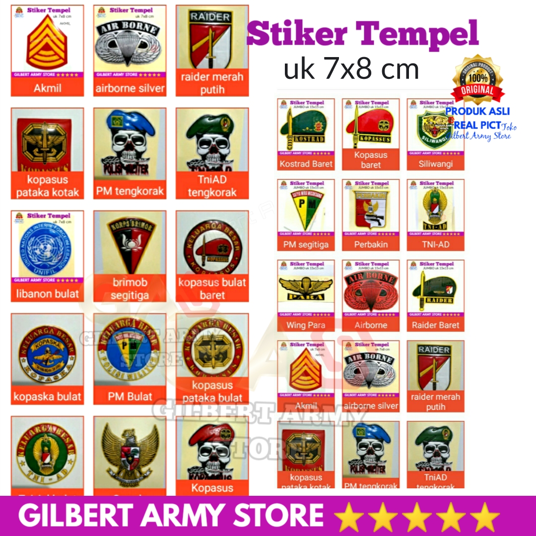 GILBERT ARMY STORE Grosir Stiker tempel Logo Kopasus Polisi Militer Tni ...