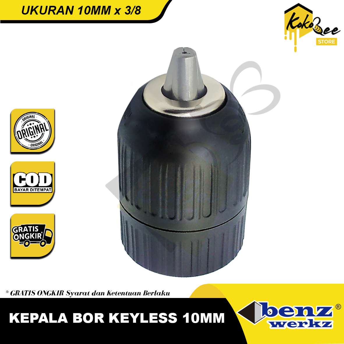 Kepala bor cordless 10mm - Kepala bor keyless 10mm x 3/8 Kepala bor cordless 10mm - Kepala bor keyless 10mm x 3/8