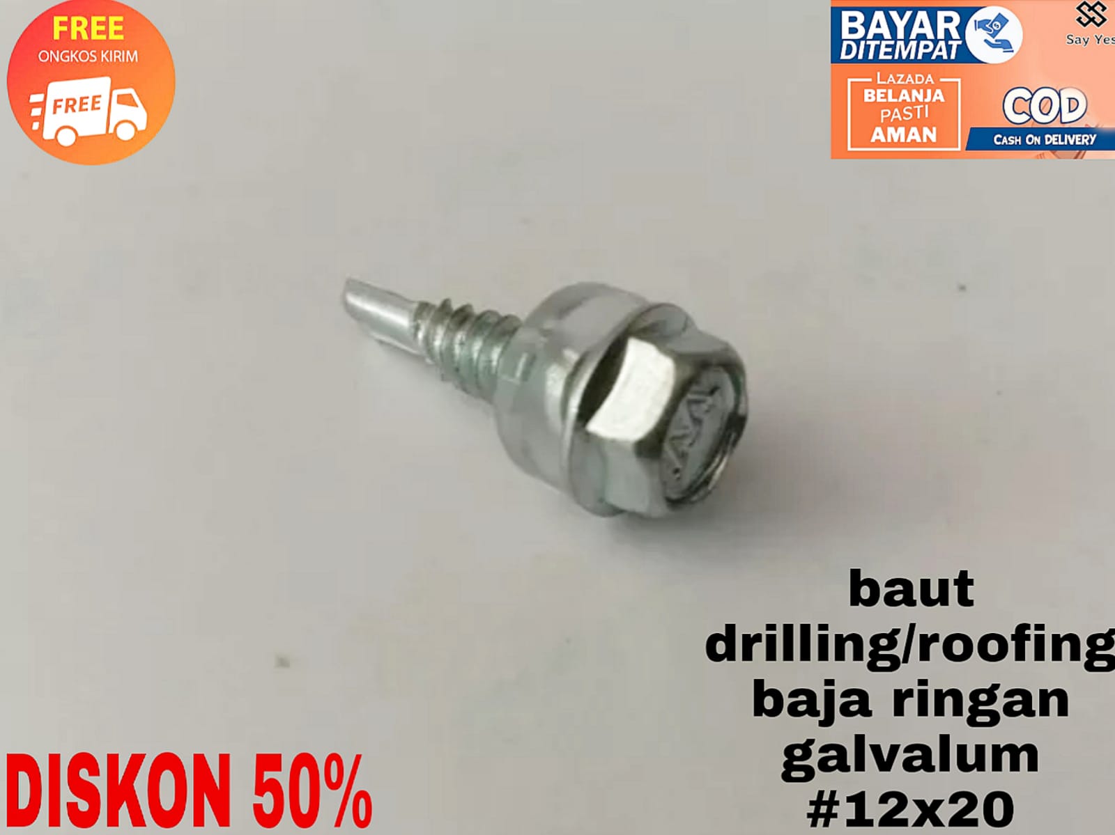 Baut Roofing 12x20 isi 100pcs baut Self Drilling Screw 1kotak 100pcs ...