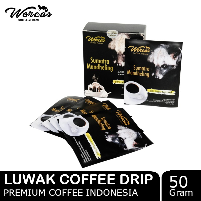 WORCAS Luwak Sumatra Mandheling Drip Coffee Sachets - Isi 5 Sachet ( 5x10gr ) - KOPI BUBUK ...