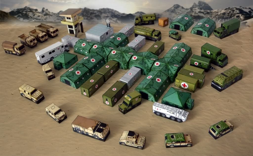 DIY Papercraft Pola Kertas Diorama czech field hospital set 1-250 ...