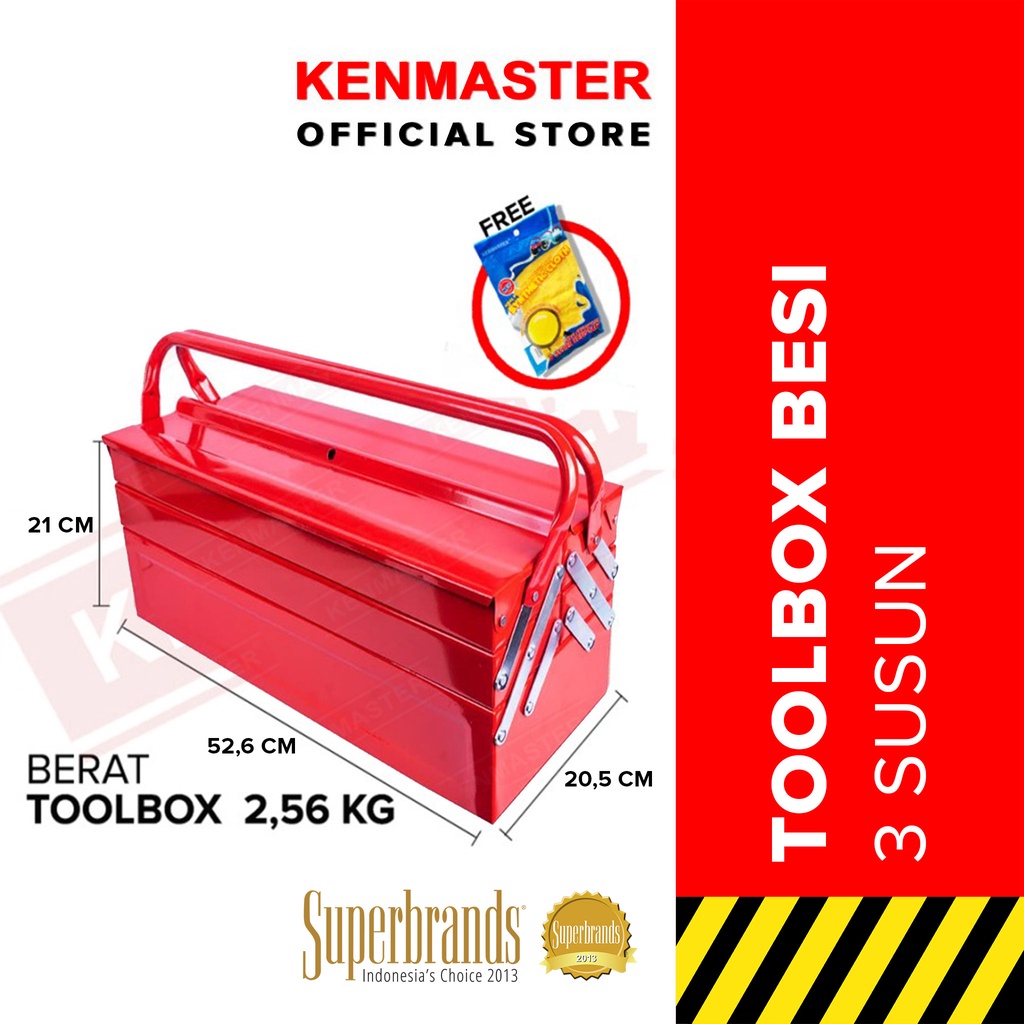 Kenmaster Tool Box Besi / Kaleng 3 Susun - Kotak Perkakas BIRU / MERAH | Lazada Indonesia