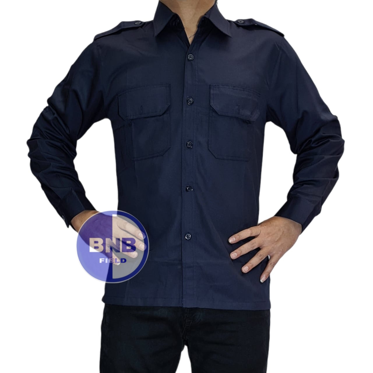 Kemeja Seragam PDH Biru Navy Pangkat Lengan Panjang Bahan American ...