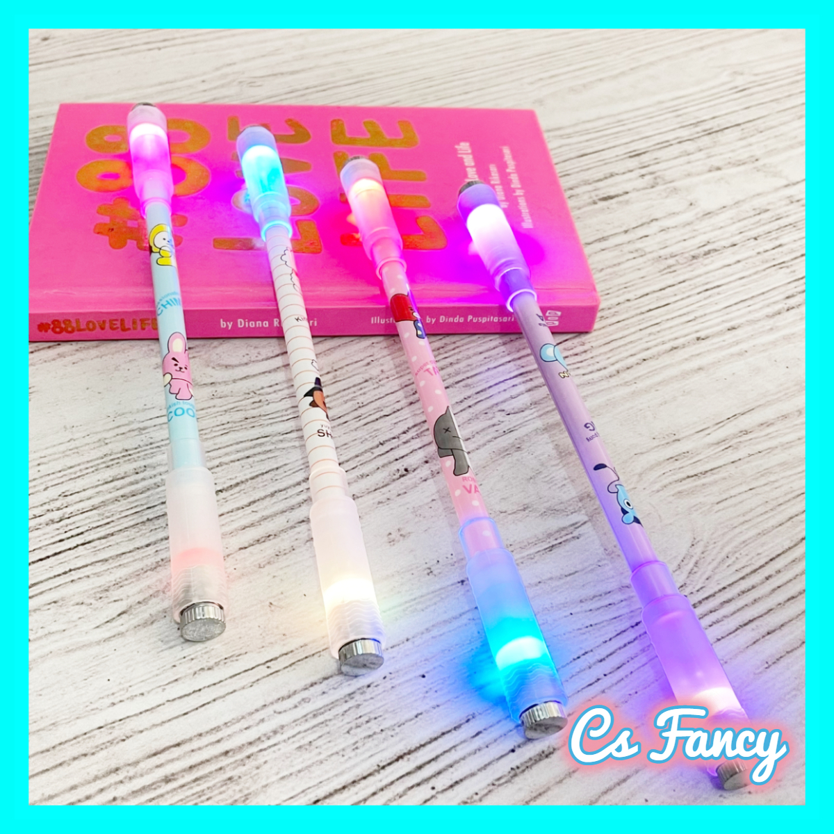 Pulpen Gel Led Putar Magnet Karakter Kpop Korea Pena Kartun Korea Lucu ...