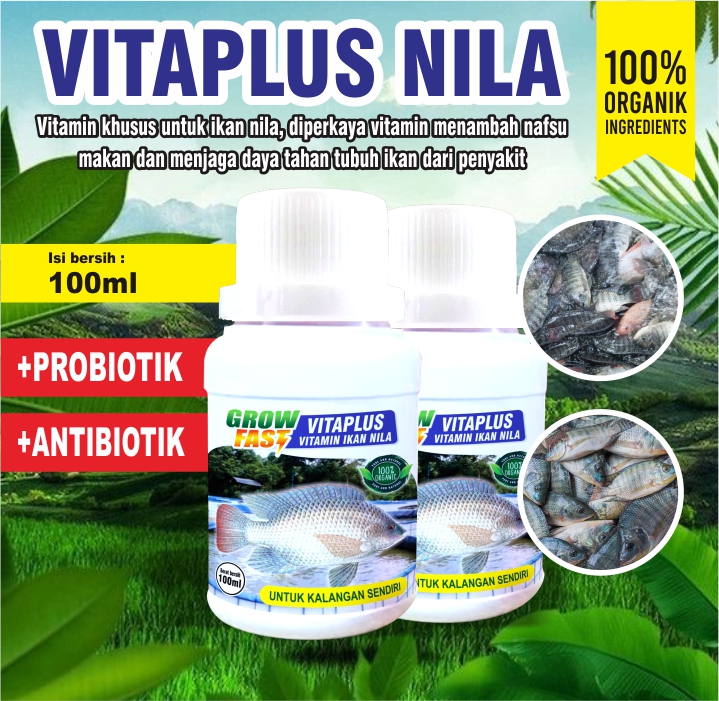 Vitaplus Vitamin Ikan Nila 100ml obat penggemuk ikan nila obat penambah nafsu makan dan daya ...