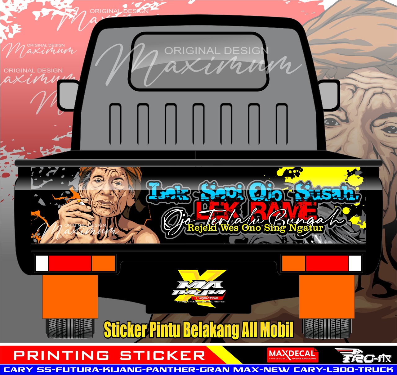 Sticker Pintu Belakang Mobil Pick Up L300 / Grandmax / Panther / Carry ...